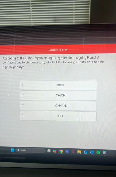 Solved Question 19 ﻿of 30According to the Cahn-Ingold-Prelog | Chegg.com