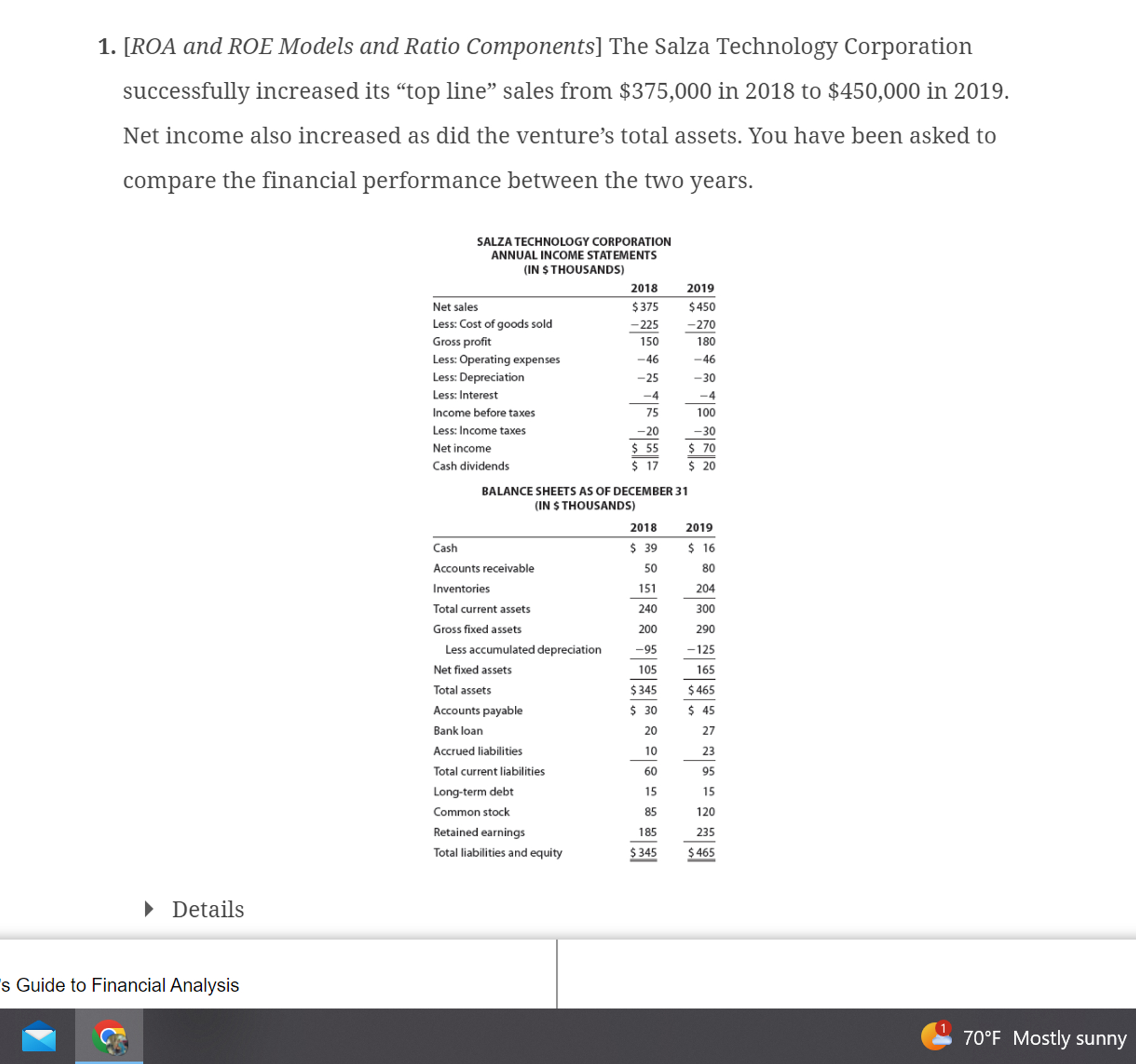 Solved [Financial Ratios] ﻿Use the financial statement data | Chegg.com