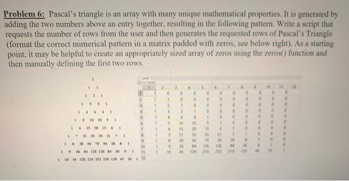 Solved Problem 6: Pascal's triangle is an array with many | Chegg.com
