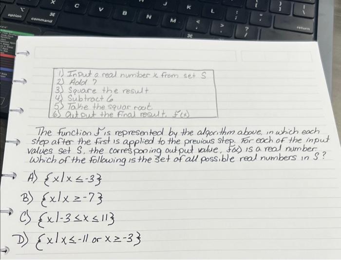 Solved 1) Input a real number x frem set S 2) Aod? 3) Square | Chegg.com