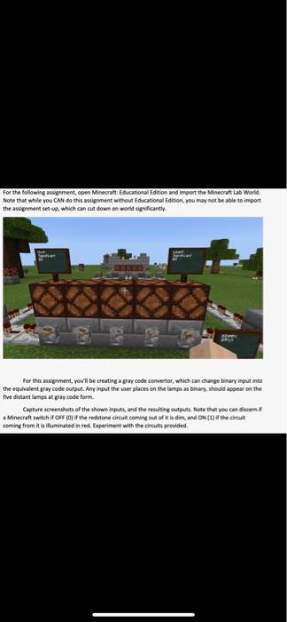 For the following assignment, open Minecraft | Chegg.com