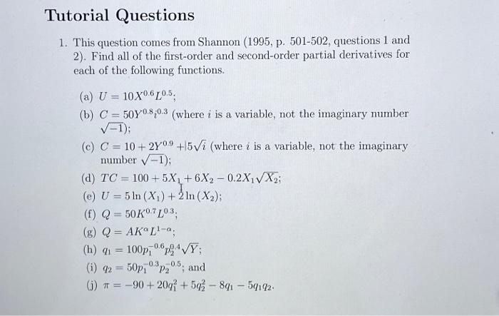 Solved Tutorial Questions 1. This question comes from | Chegg.com
