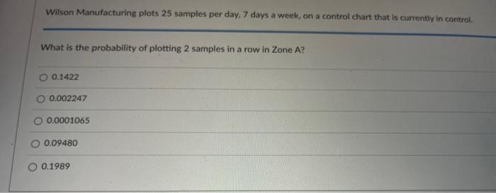 Solved Wilson Manufacturing plots 25 samples per day, 7 days | Chegg.com