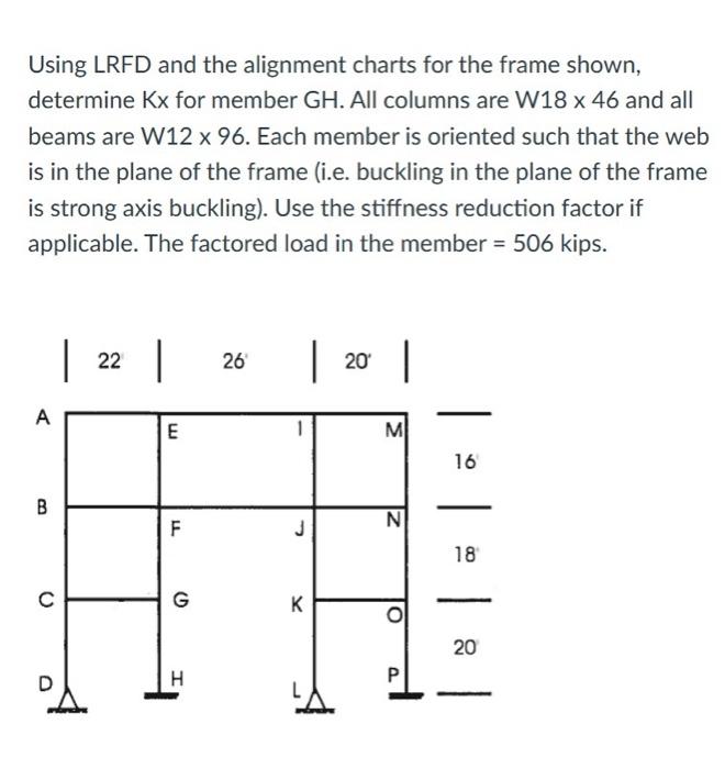Solved Using LRFD and the alignment charts for the frame | Chegg.com