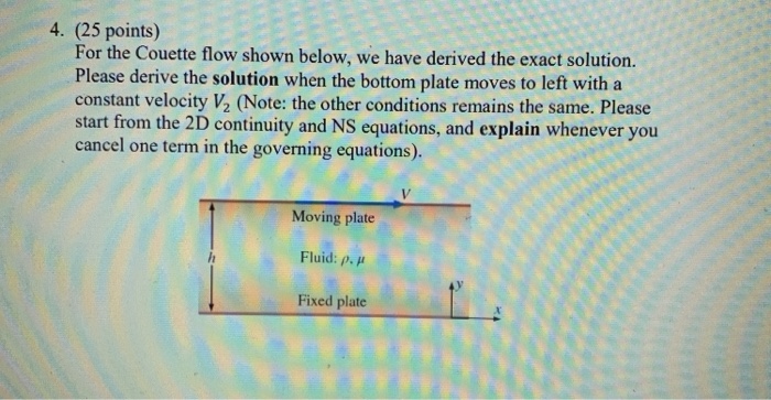 Solved 4. (25 points) For the Couette flow shown below, we | Chegg.com