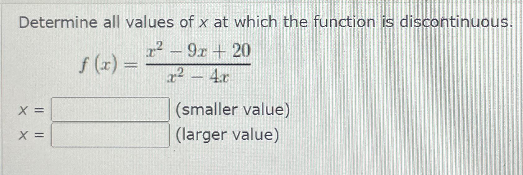 Solved Determine all values of x ﻿at which the function is | Chegg.com