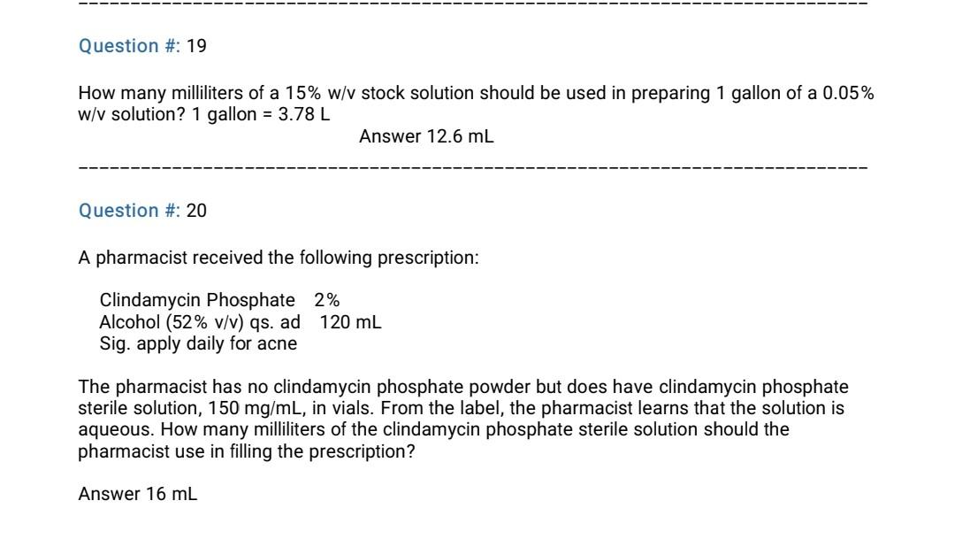 Solved How many milliliters of a 15%w/v stock solution | Chegg.com