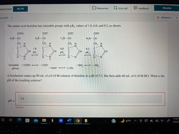 Solved The amino acid histidine has ionizable groups with | Chegg.com