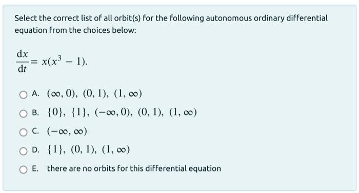 Solved Select the correct list of all orbit(s) for the | Chegg.com