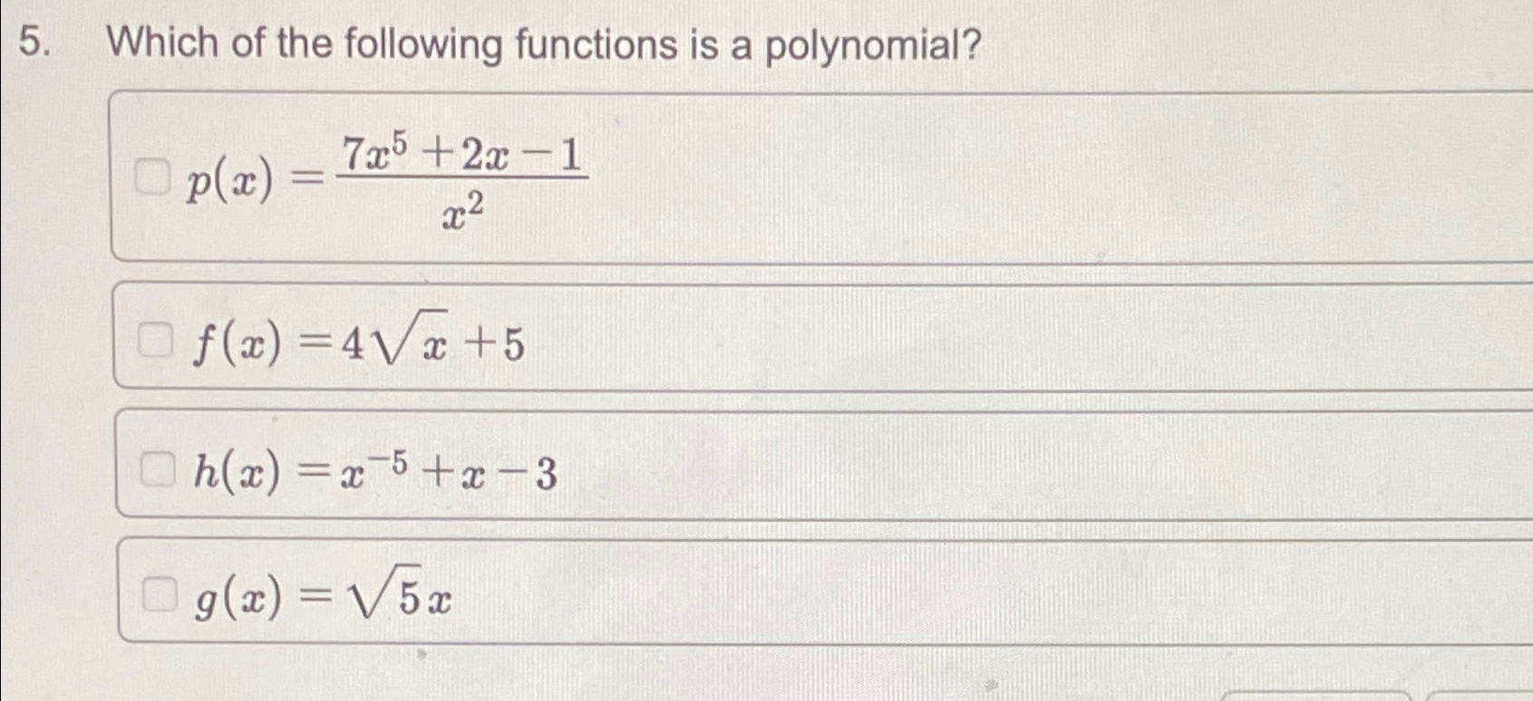 Solved Which of the following functions is a | Chegg.com