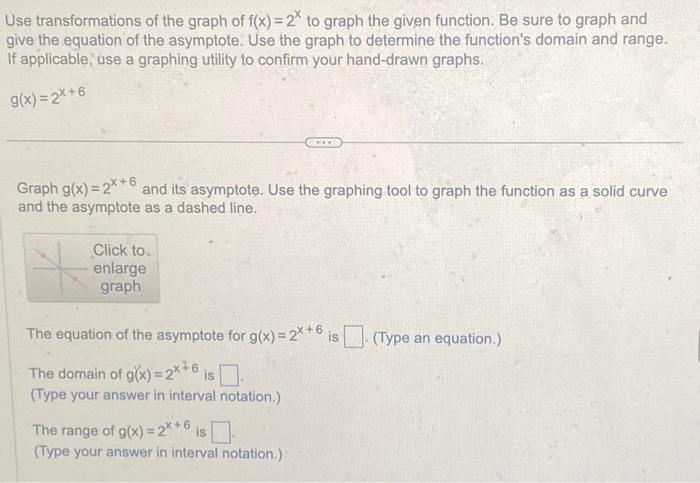 Solved Use transformations of the graph of f(x)=2x to graph | Chegg.com