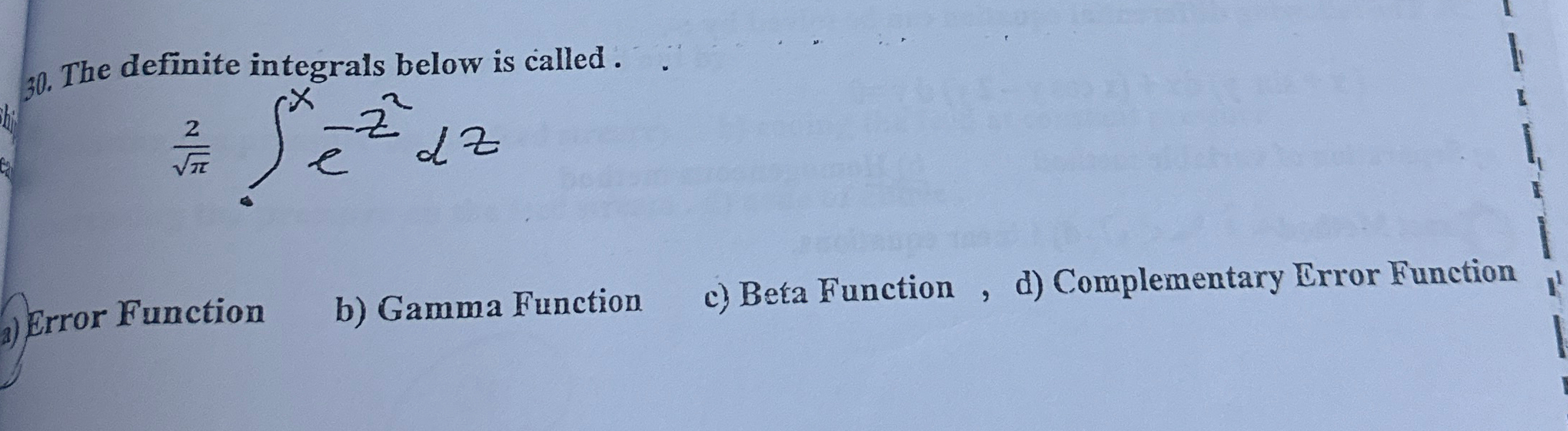 Solved The definite integrals below is called.2π2∫0x-z2dza) | Chegg.com