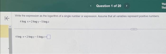 Solved K Question 1 of 20 Write the expression as the | Chegg.com