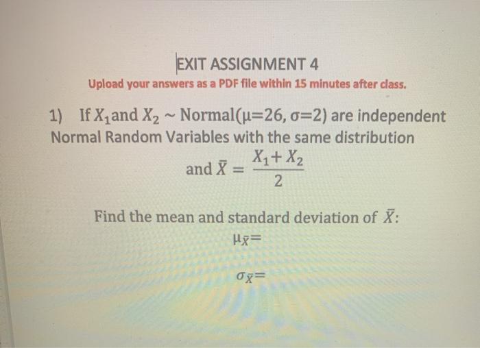 Solved Exit Assignment 4 Upload Your Answers As A Pdf File