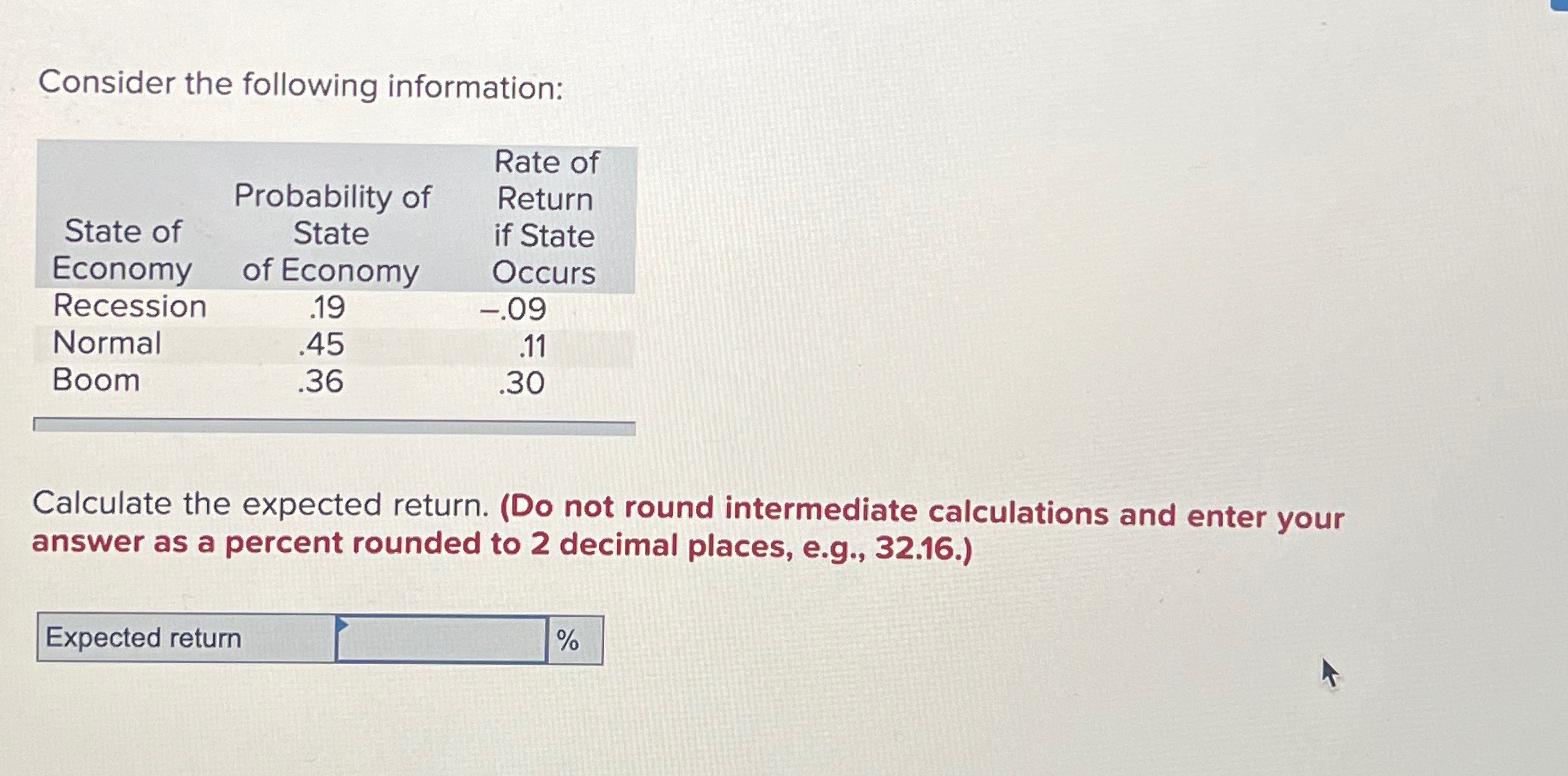 Solved Consider the following information:\table[[State | Chegg.com