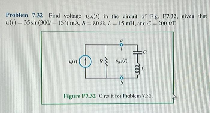 Solved Problem 7.32 Find voltage Vab(l) in the circuit of | Chegg.com