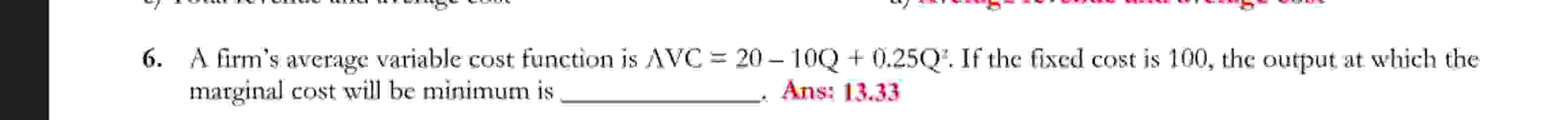Solved A firm's average variable cost function is | Chegg.com
