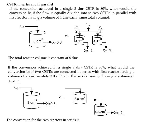 Solved CSTR in series and in parallelIf the conversion | Chegg.com