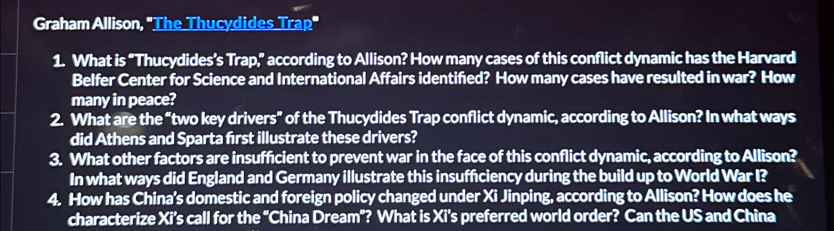 Solved Graham Allison, "The Thucydides Trap"What is | Chegg.com