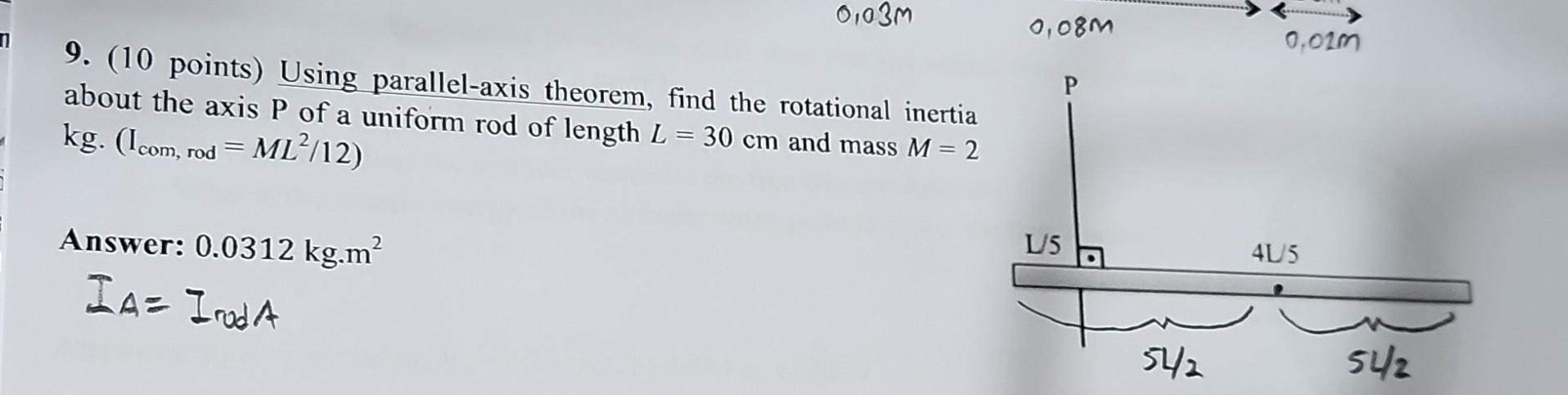 Solved 9. (10 points) Using parallel-axis theorem, find the | Chegg.com
