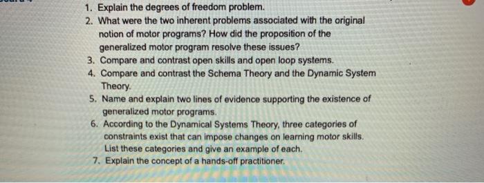 Solved 1. Explain the degrees of freedom problem. 2. What | Chegg.com