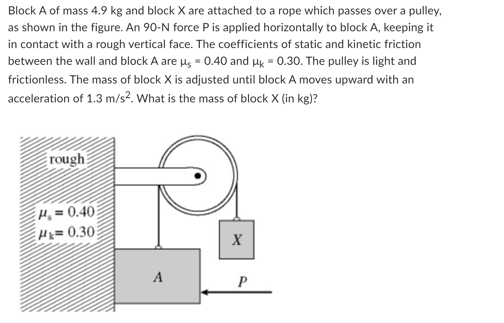 Solved Block A ﻿of mass 4.9 ﻿kg and block x ﻿are attached to | Chegg.com