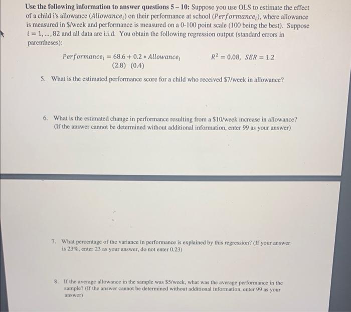 Solved Use the following information to answer questions | Chegg.com