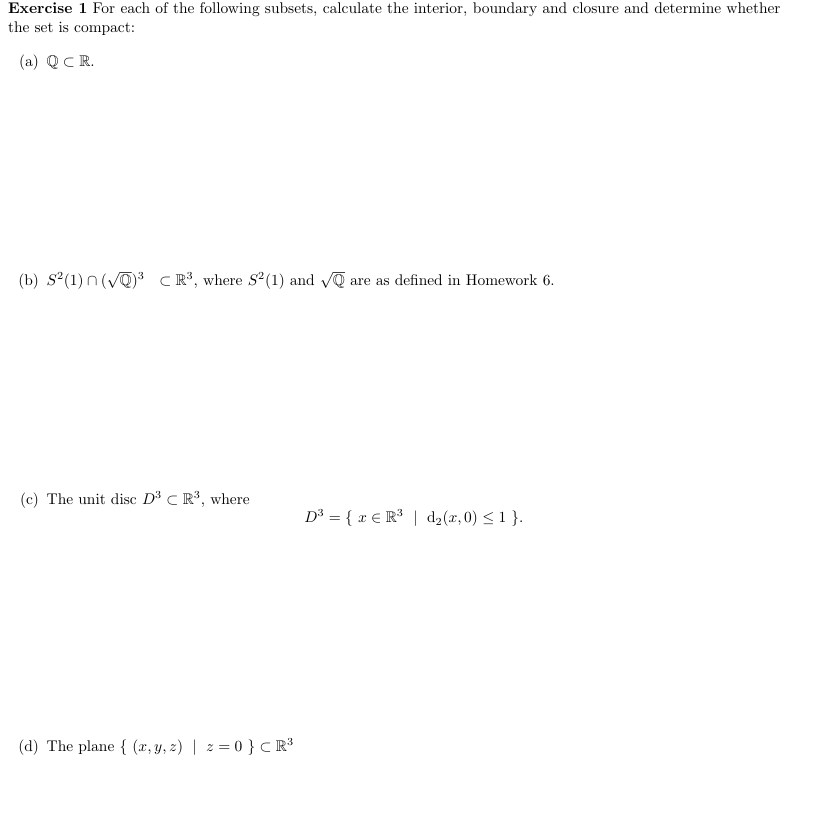 Solved by an EXPERT Exercise 1 ﻿For each of ﻿the following subsets, | Chegg.com
