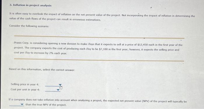Solved 3. Inflation in project analysis It is often easy to | Chegg.com