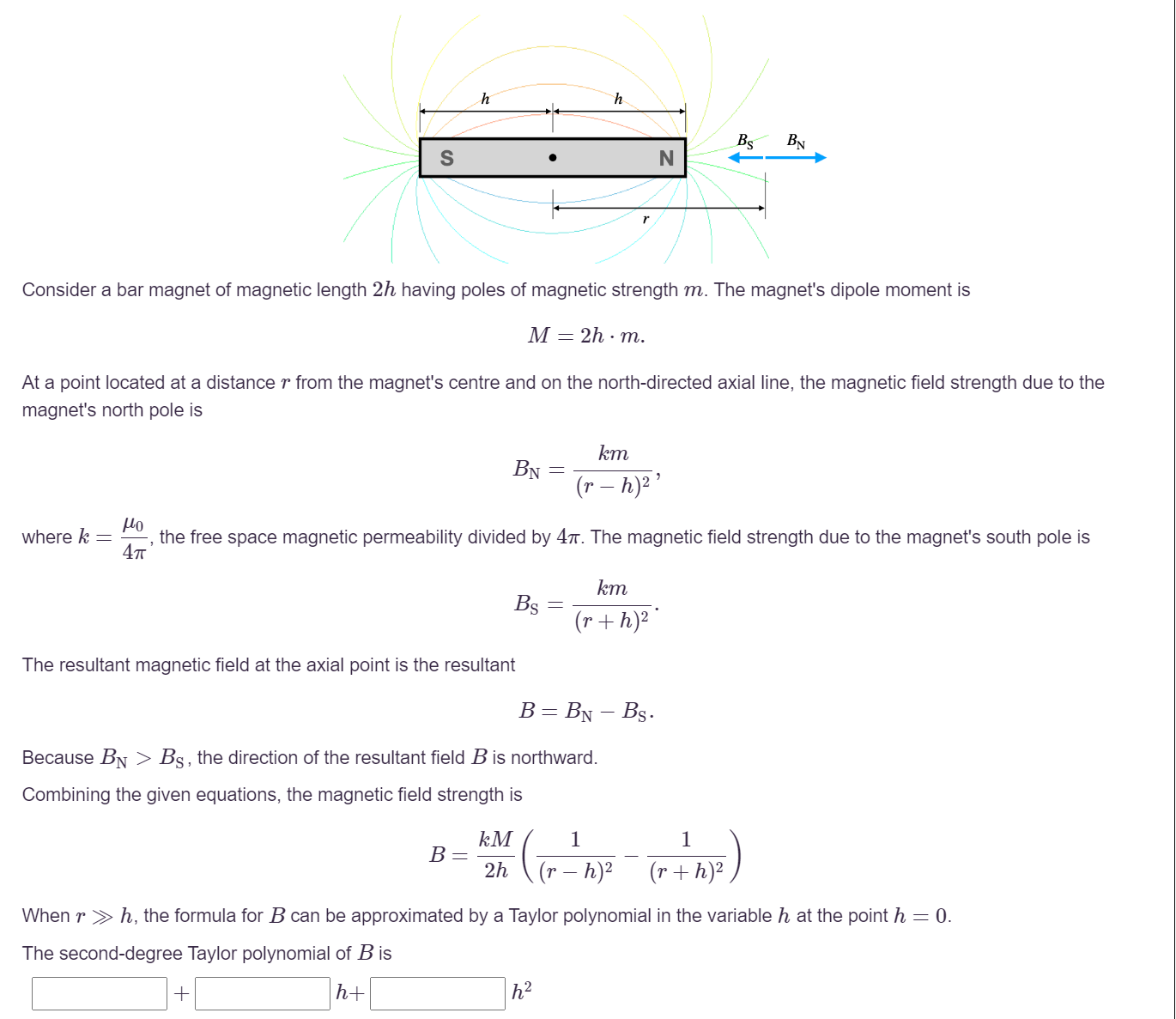 Solved Consider a bar magnet of magnetic length 2h ﻿having | Chegg.com