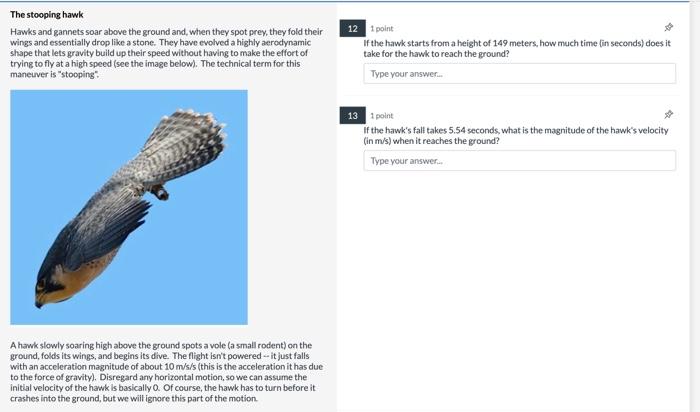 Solved The stooping hawk Hawks and gannets soar above the | Chegg.com
