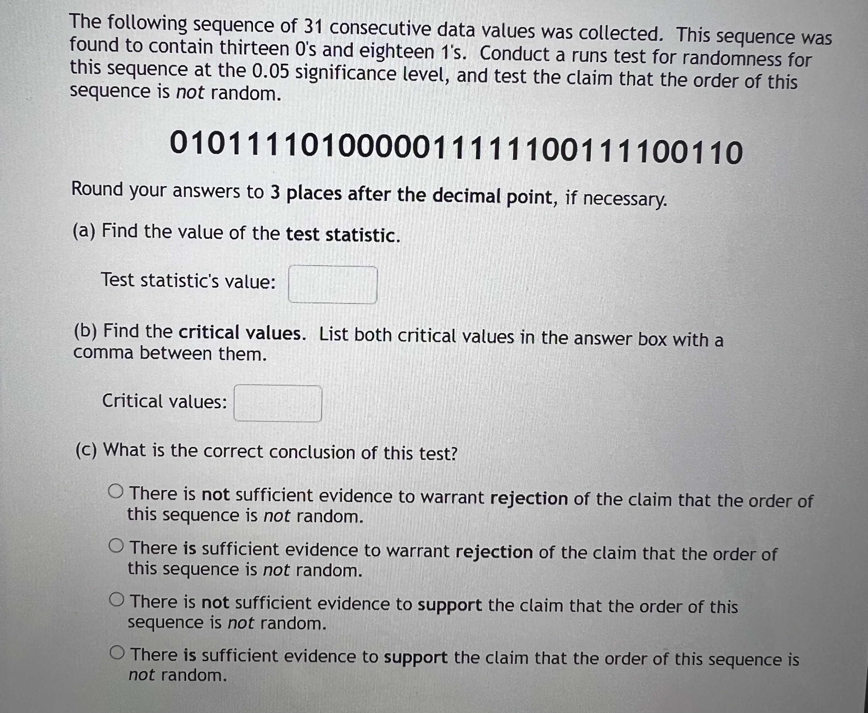 Solved The following sequence of 31 ﻿consecutive data values | Chegg.com