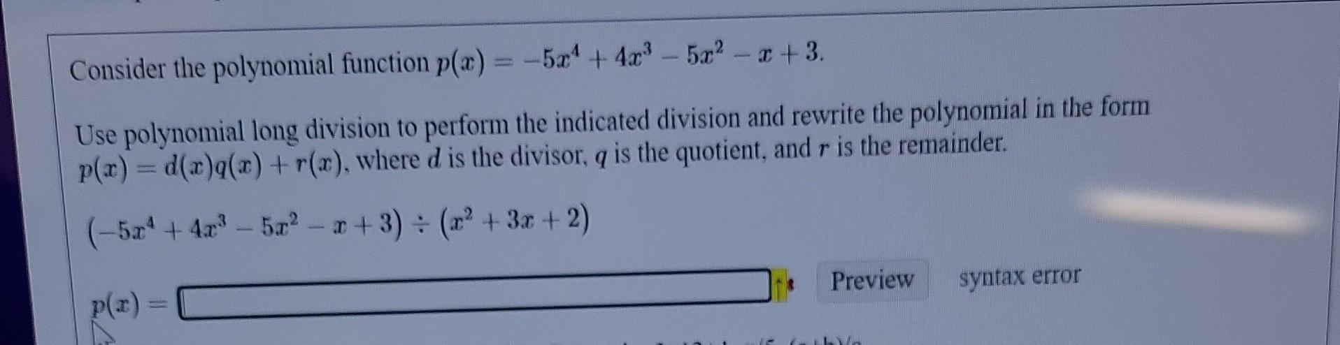 Solved Consider the polynomial function | Chegg.com