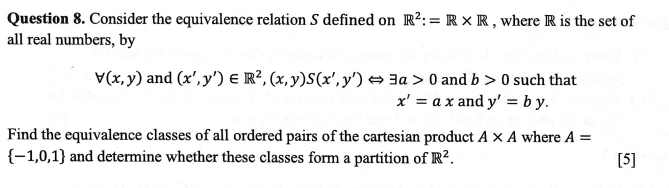 Solved Consider the equivalence relation S ﻿defined on | Chegg.com