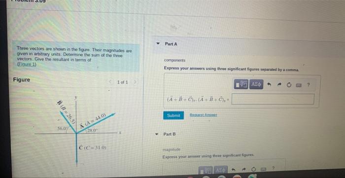 Solved Three vectors are shown in the figure. Their | Chegg.com