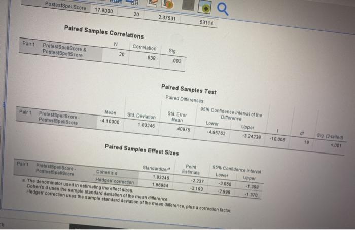 Solved Paired Samples Statistics Std. Error Mean Mean N Std. | Chegg.com