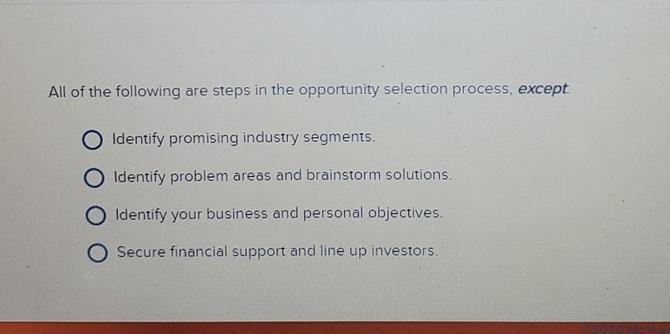 Solved All of the following are steps in the opportunity | Chegg.com