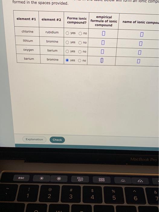 Solved formed in the spaces provided. Ionic compo element #1 | Chegg.com