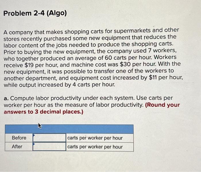 Solved A company that makes shopping carts for supermarkets | Chegg.com