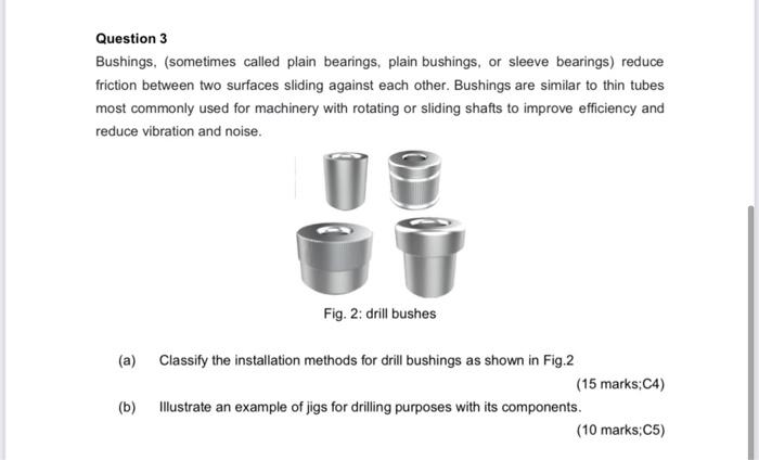 Solved Question 3 Bushings, (sometimes called plain | Chegg.com