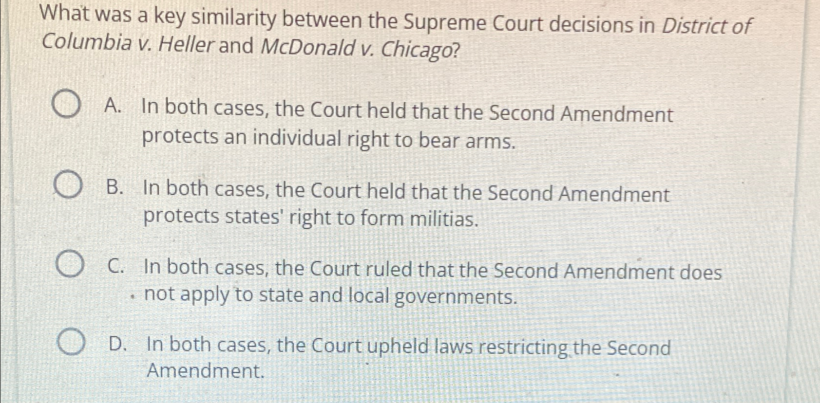 Solved What was a key similarity between the Supreme Court | Chegg.com