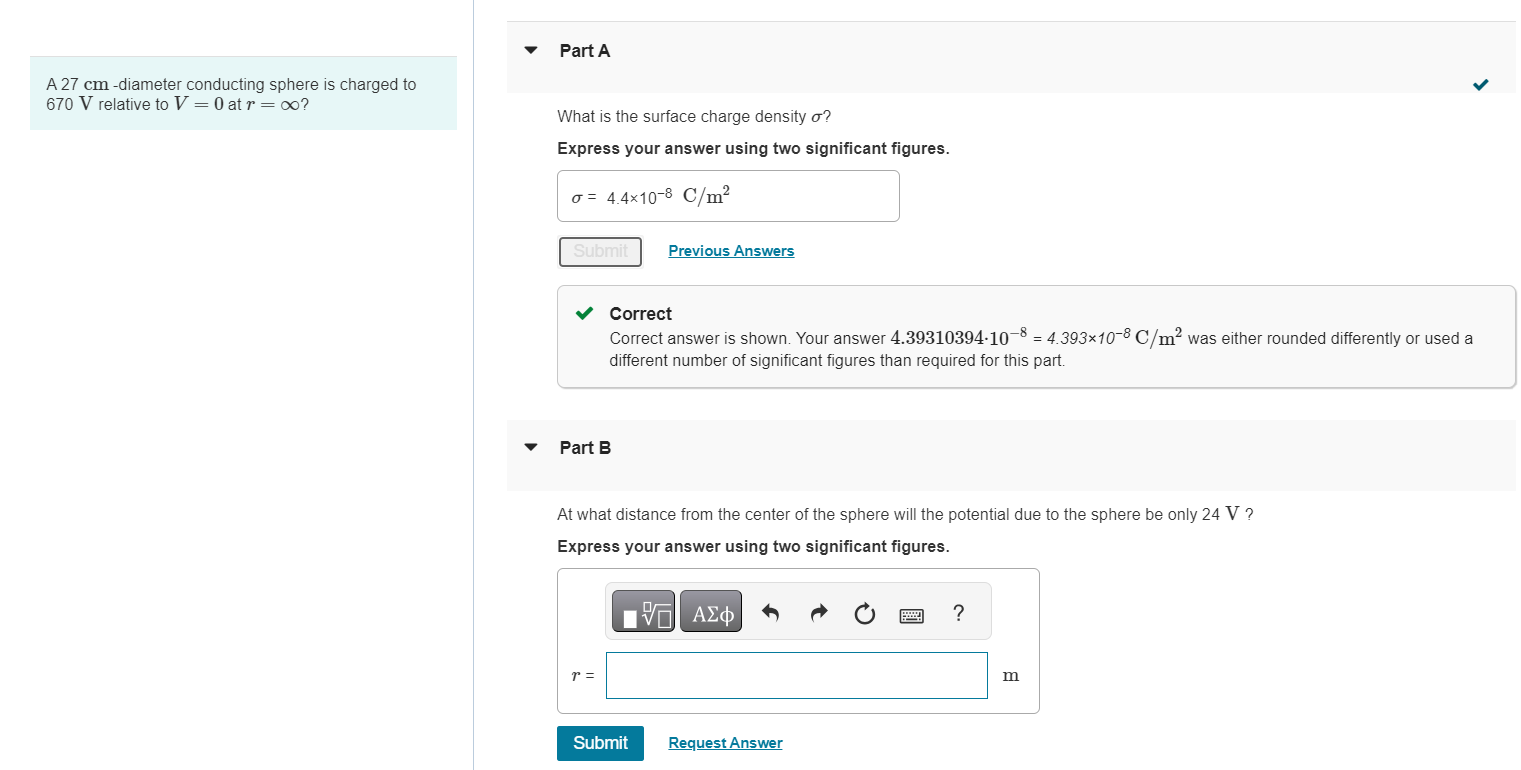 Solved Help on part B pleasePart AA 27cm-diameter conducting | Chegg.com
