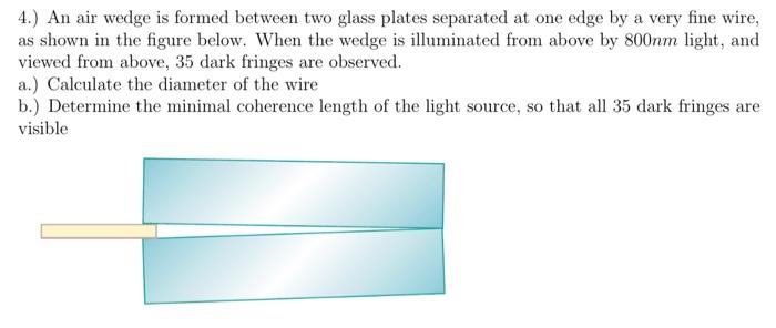 Solved 4.) An air wedge is formed between two glass plates | Chegg.com