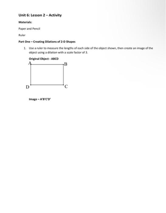 Solved Unit 6: Lesson 2-Activity Materials: Paper and Pencil | Chegg.com