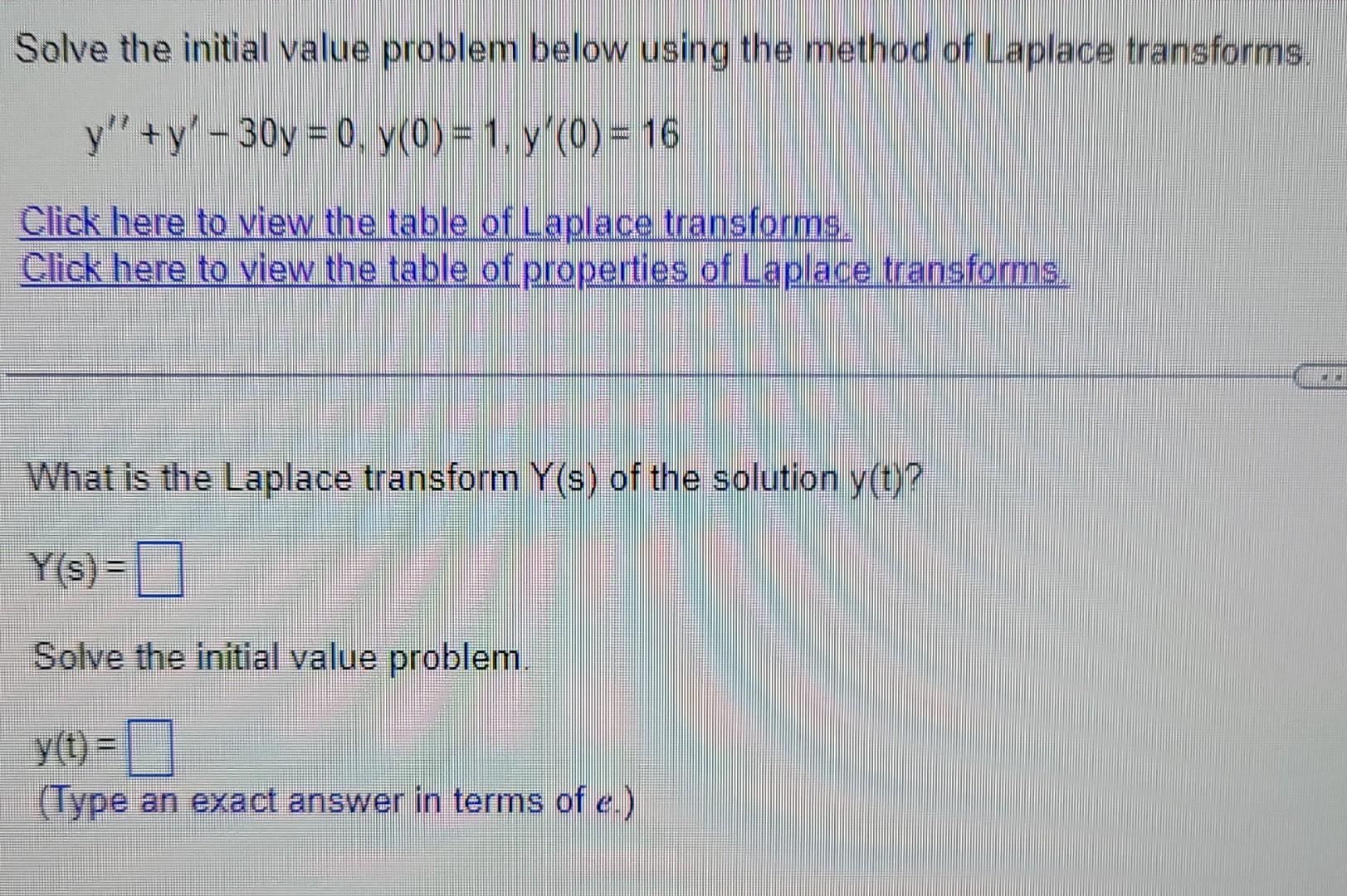 Solved Solve the initial value problem below using the | Chegg.com