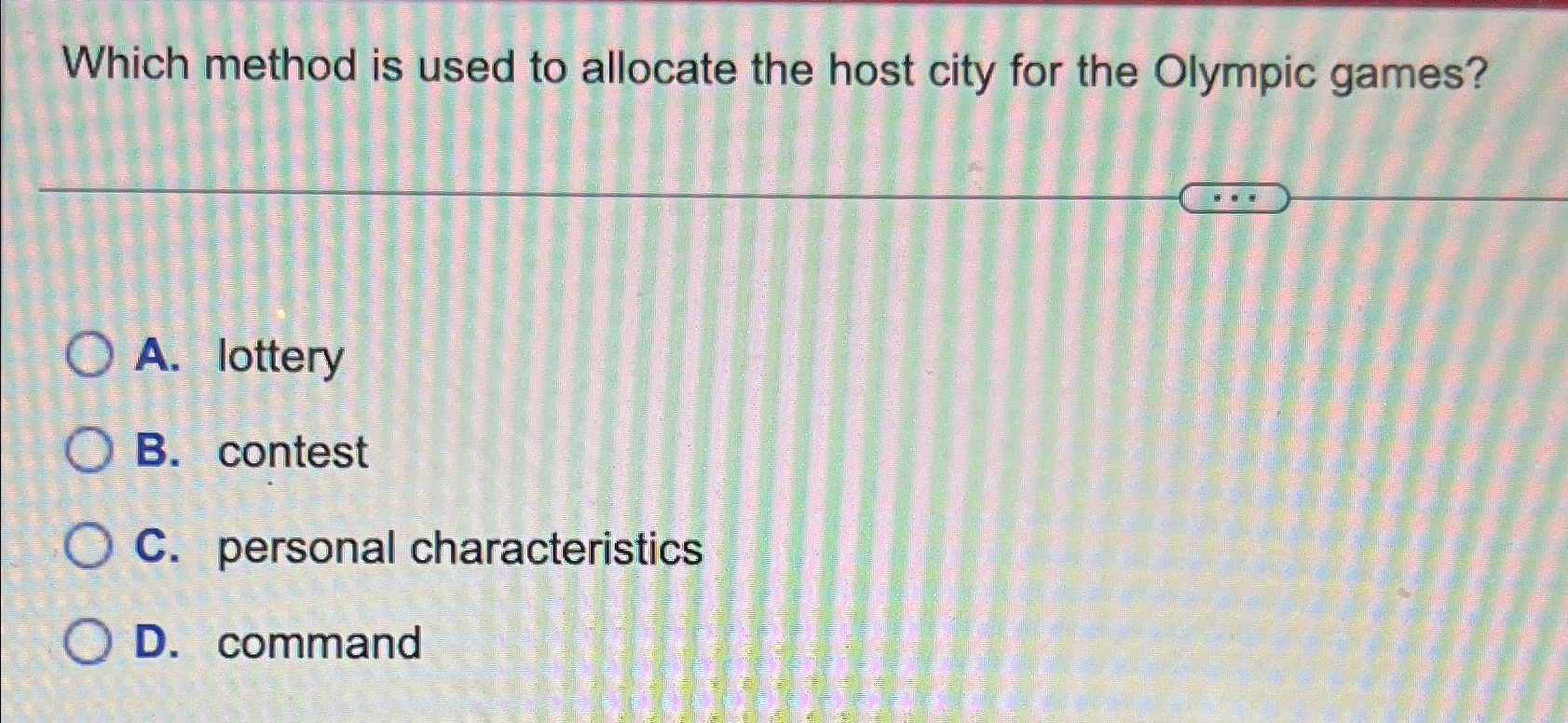 Solved Which method is used to allocate the host city for | Chegg.com