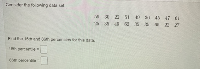 Solved Consider the following data set: 59 30 22 51 49 36 45 | Chegg.com