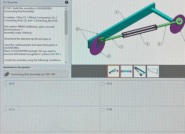 Solved E11501: Build this assembly in SOLIOWORKS (Connecting | Chegg.com