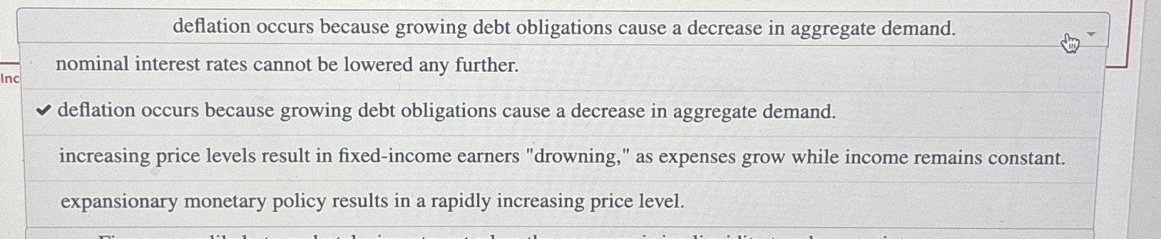 Solved deflation occurs because growing debt obligations | Chegg.com