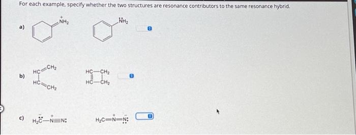 Solved For each example, specify whether the two structures | Chegg.com